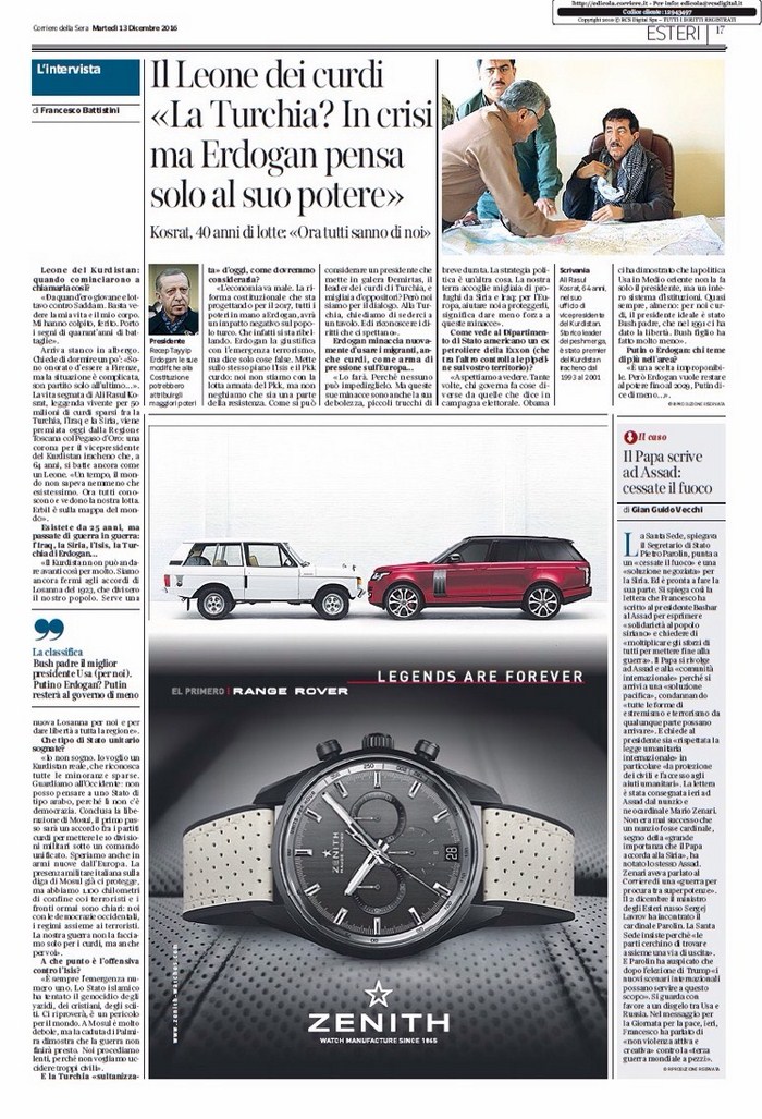 Kurdistan Vice President calls upon Turkey to resume peace talks with Kurds