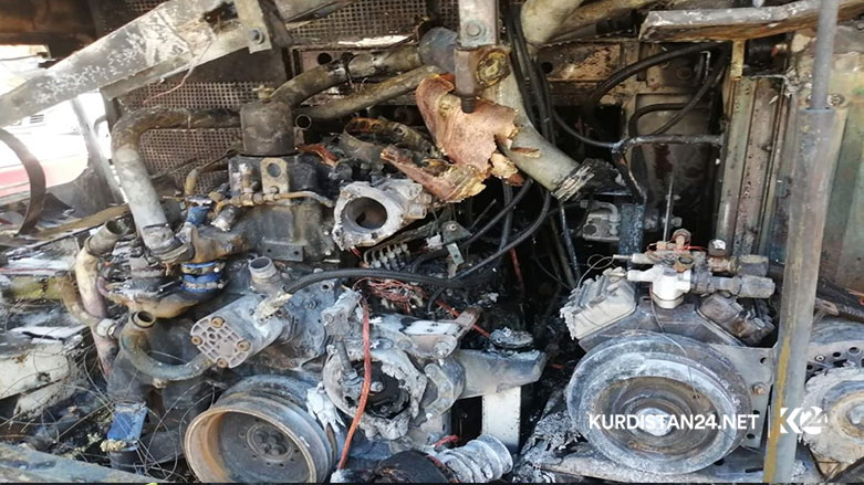 PHOTOS: Iranian bus carrying 30 passengers burns in Erbil, no casualties
