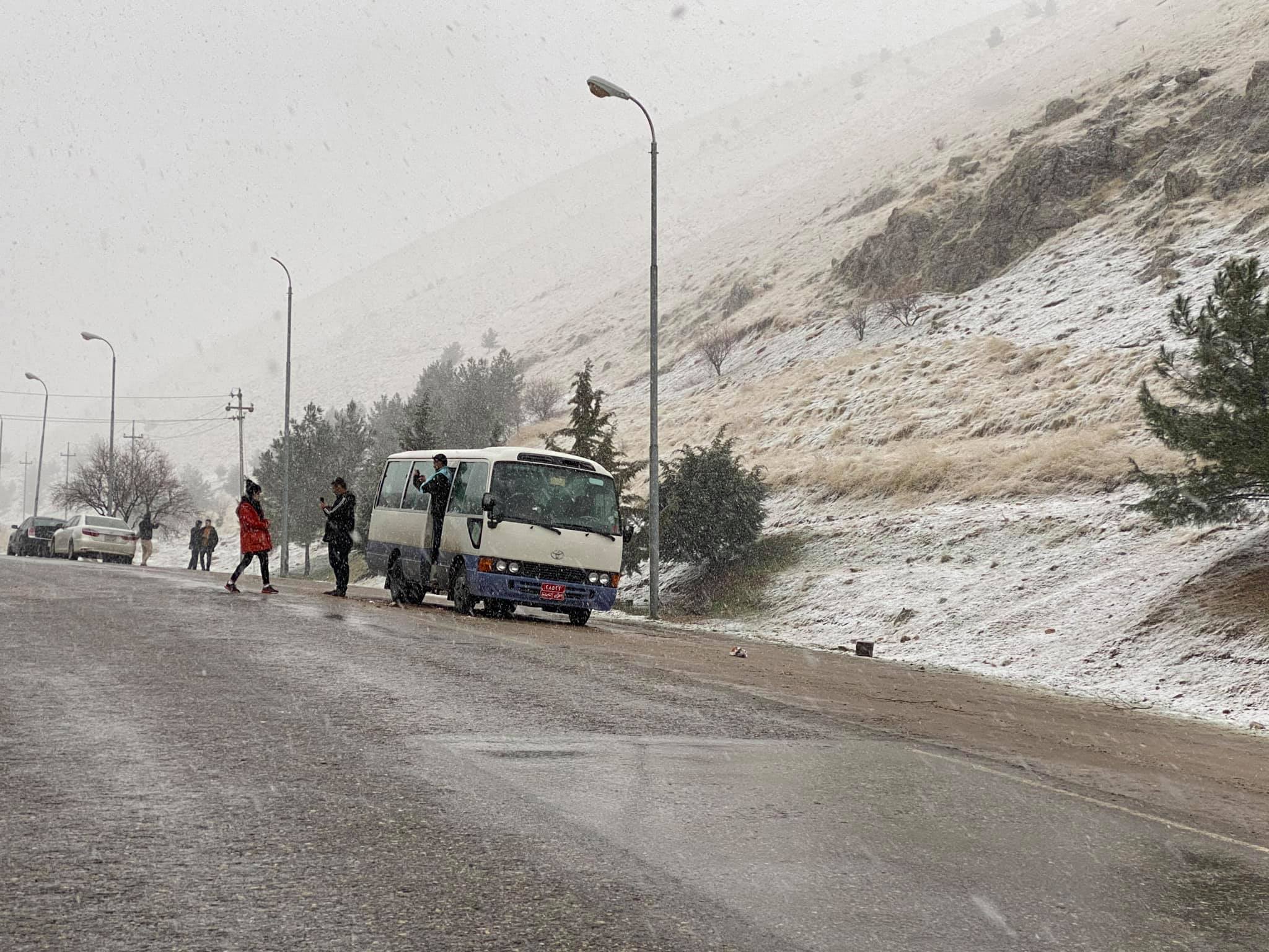 PHOTOS: Heavy snowfall in Kurdistan Region causes roadblocks in Erbil ...